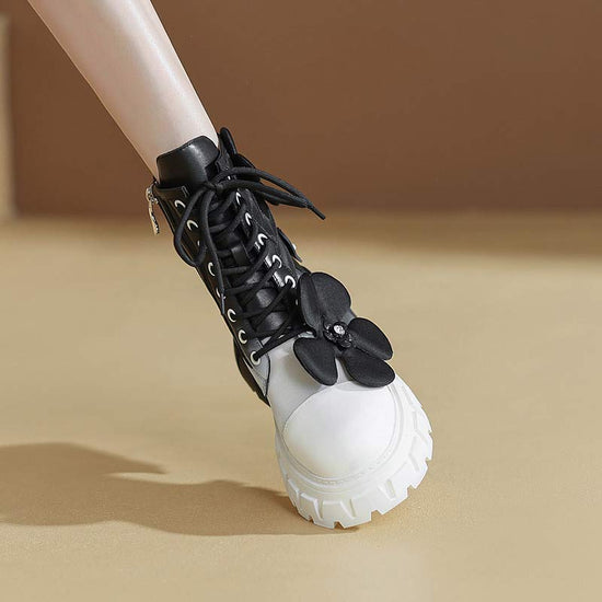 Gradient Color Floral Mesh Platform Boots – SpreePicky