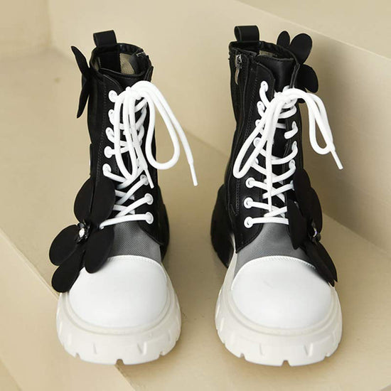 Gradient Color Floral Mesh Platform Boots – SpreePicky