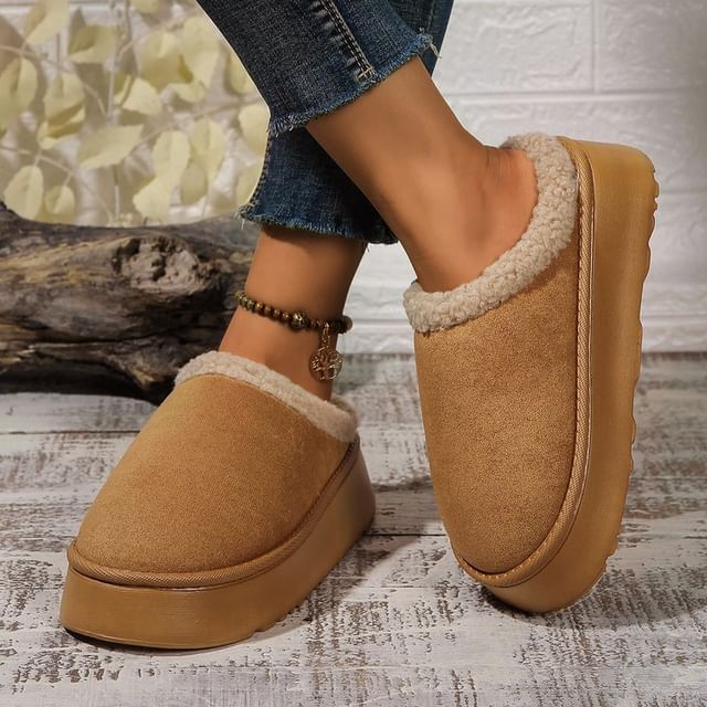 Fleece-Lined Platform Mules – SpreePicky