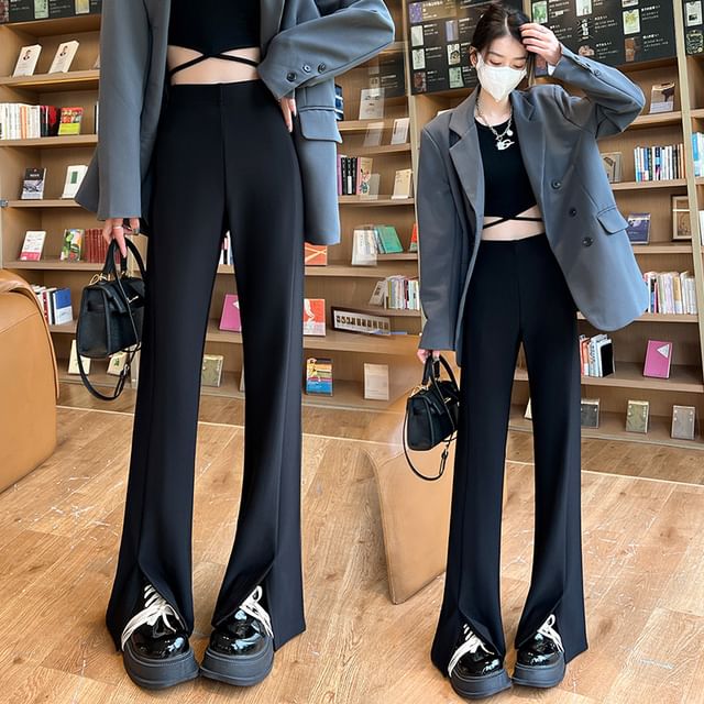 High Rise Slit Hem Flared Suit Pants – SpreePicky