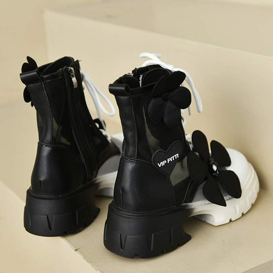 Gradient Color Floral Mesh Platform Boots – SpreePicky