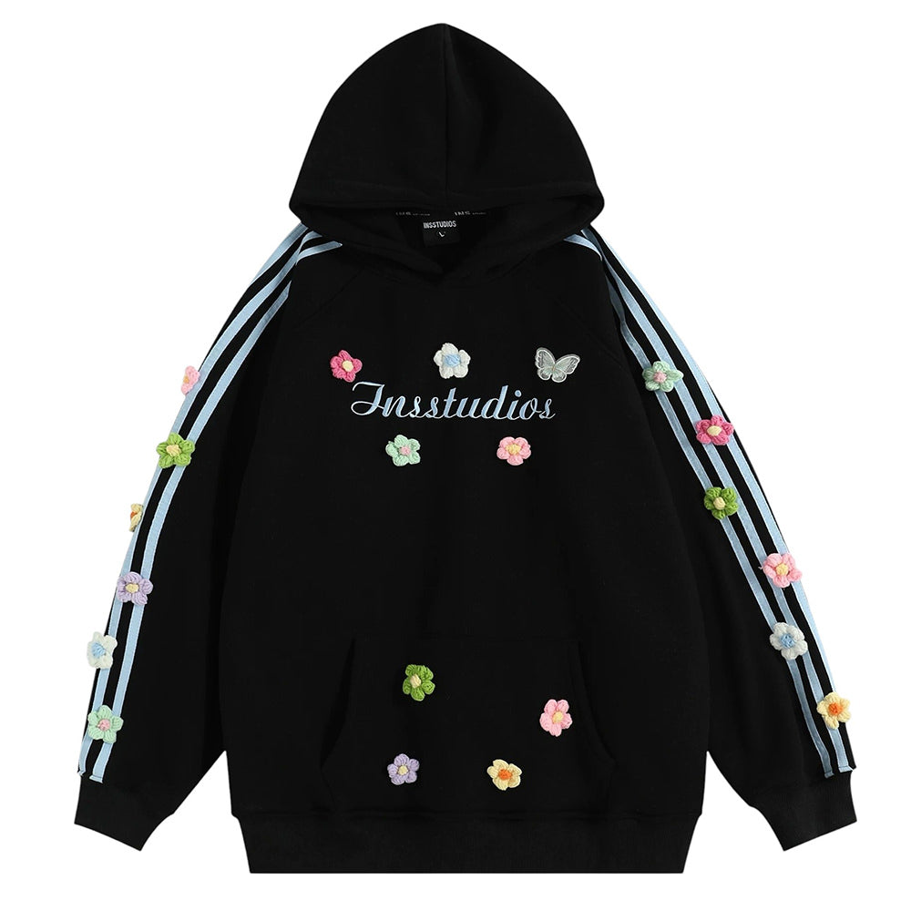 Blokette Aesthetic Floral Embroidery Hoodie – SpreePicky