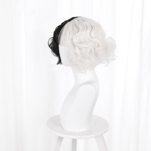 Black White Cruella de Vil Style Fashion eGirl Wig MK16262 – SpreePicky