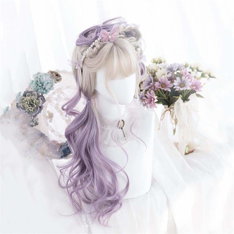 Cute Pastel Silver Light Purple Curly Princess Lolita Wig MK16063 ...
