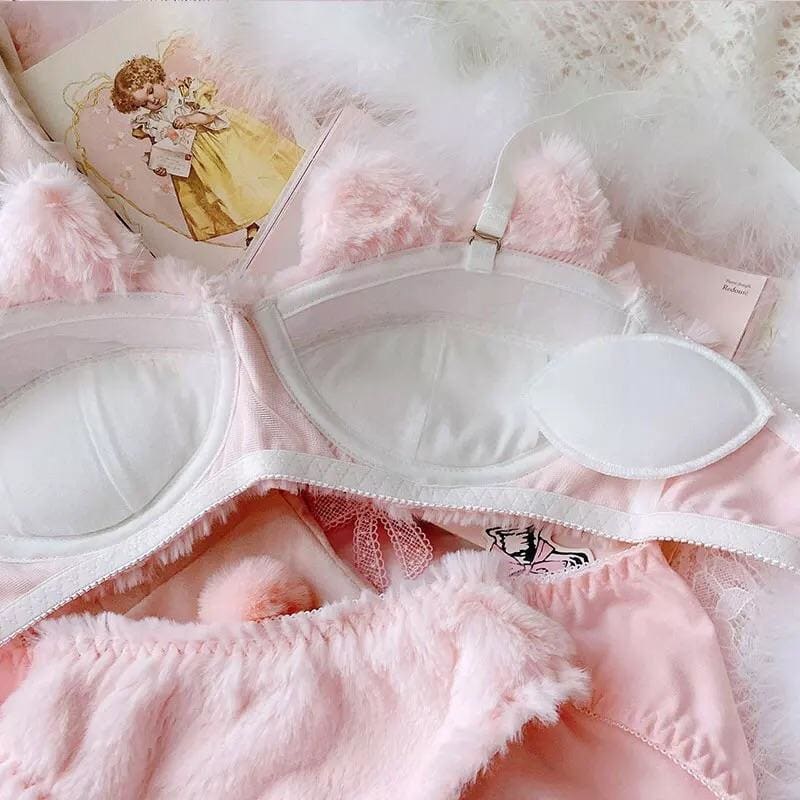 Soft Fuzzy Kitten Kawaii Princess Lingerie Set – SpreePicky